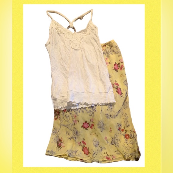 Chadwicks | Skirts | Chadwicks Pastel Light Yellow Floral Skirt Spring ...